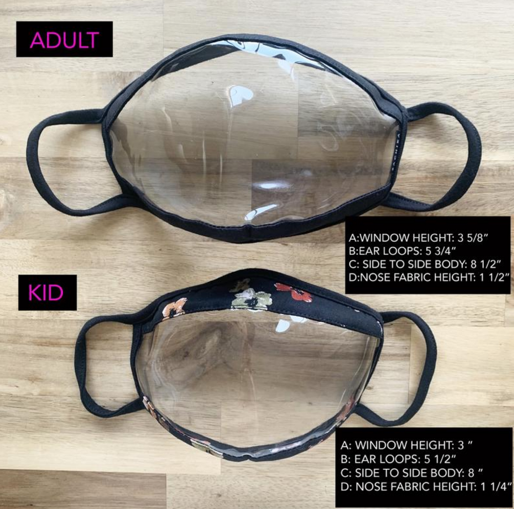 Teacher Flower Print Clear Window Mask Adult/Child Transparent Clear M ...